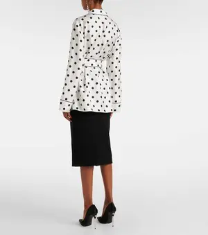 Dolce & Gabbana Polka-dot Silk Twill Pajama Shirt - White