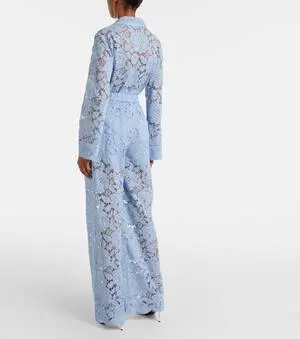 Dolce & Gabbana Lace Wide-leg Pants - Blue