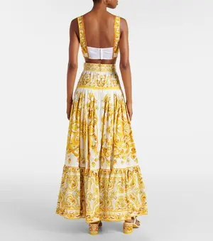 Dolce & Gabbana Majolica Poplin Crop Top - Yellow
