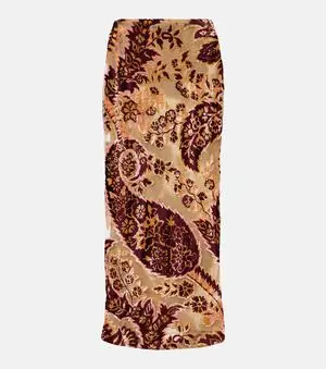 Etro Paisley Jacquard Velvet Midi Skirt - Multicoloured