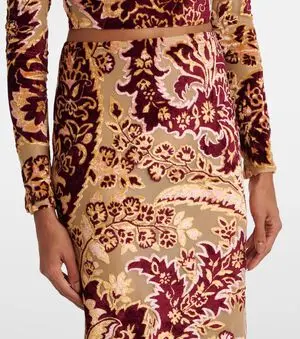 Etro Paisley Jacquard Velvet Midi Skirt - Multicoloured