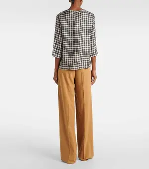 Max Mara Ribes Checked Silk Top
