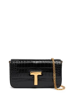 TOM FORD TOM FORD Mini Embossed Shiny Leather Bag - Black