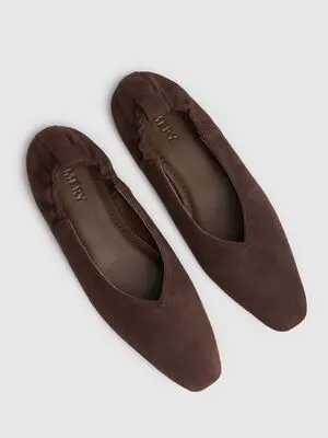 A.emery 10mm Brie Suede Ballerina Flats