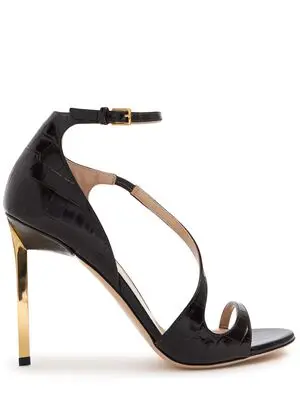 TOM FORD TOM FORD 105mm Newton Croc-Embossed Sandals - Dark Brown