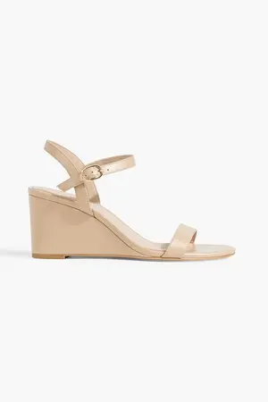 STUART WEITZMAN Dancer 75 Leather Wedge Sandals - Beige