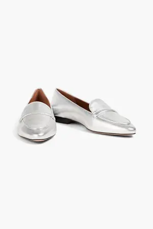 MALONE SOULIERS Bruni Metallic Leather Loafers - Silver