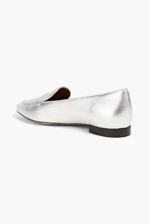 MALONE SOULIERS Bruni Metallic Leather Loafers - Silver