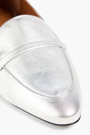 MALONE SOULIERS Bruni Metallic Leather Loafers - Silver