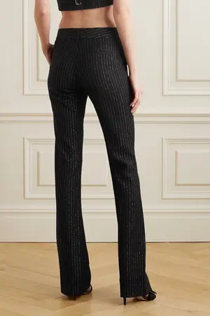 Alessandra Rich Pinstriped Wool-blend Flared Pants