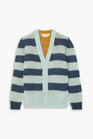 Marni Striped Mohair-blend Cardigan