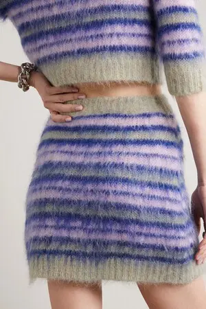 Marni Striped Mohair-blend Skirt - Lilac