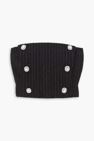 Alessandra Rich Alessandra Rich Cropped Embellished Bustier Top - Black