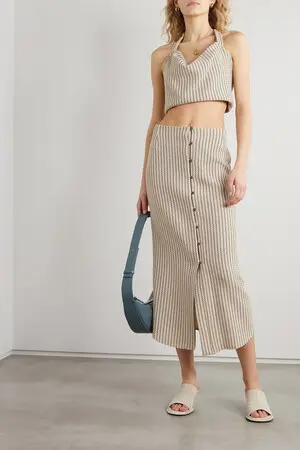 Aaizél Striped Woven Midi Skirt