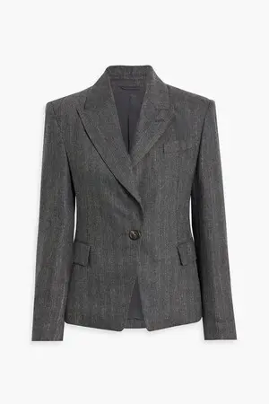 Brunello Cucinelli Bead-embellished Pinstriped Twill Blazer