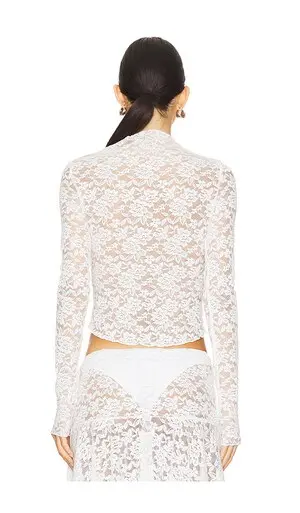 Lioness Hamptons Long Sleeve Lace Top - Porcelain