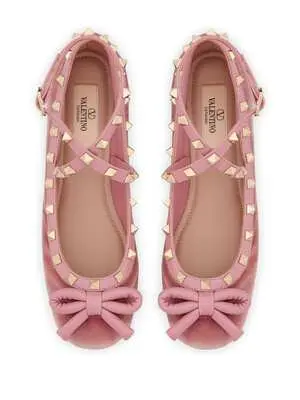 Valentino Garavani Rockstud Velvet Ballet Flats - Pink