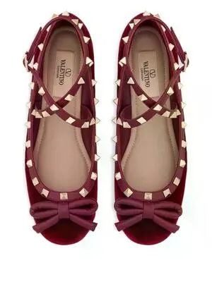 Valentino Garavani Rockstud Velvet Ballet Flats