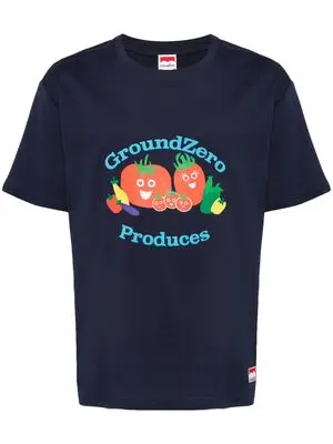 GROUND ZERO Graphic-print Cotton T-shirt - Blue