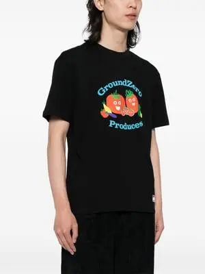 GROUND ZERO Graphic-print Cotton T-shirt - Black