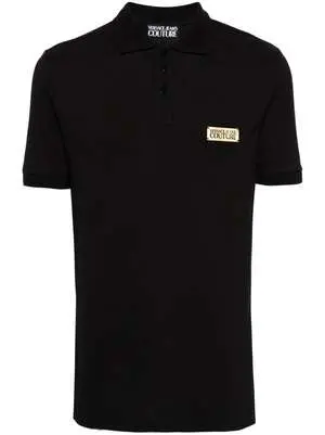 Versace Logo-plaque Piqué Polo Shirt - Black
