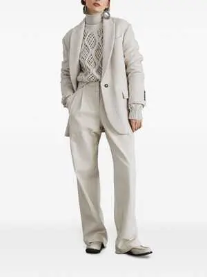 Brunello Cucinelli Monili-embellished Blazer - White