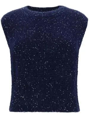 Fabiana Filippi Sequined Wool Gilet - Blue