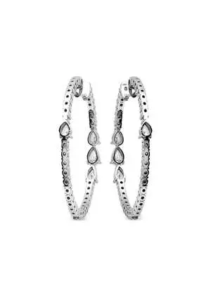 JEWELS AFICIONADO 18kt White Gold Diamond Hoop Earrings - Silver