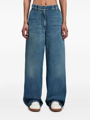 Palm Angels Bear Appliqué Wide Leg Jeans
