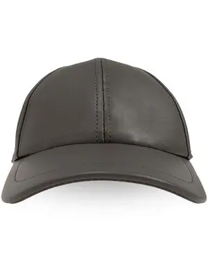 YVES SALOMON Leather Baseball Cap - Grey