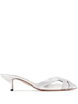 AQUAZZURA 50mm Felix Mules - Silver