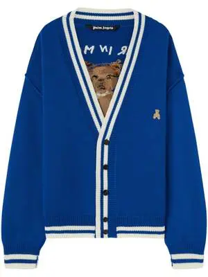 Palm Angels Bear Motif Cardigan - Blue