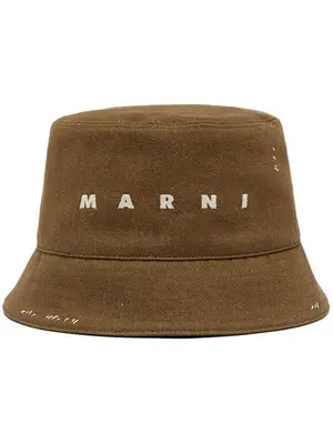 Marni Logo-embroidered Bucket Hat - Brown