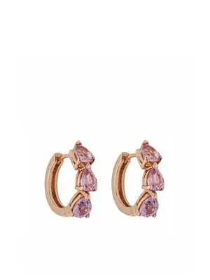 JEWELS AFICIONADO 18kt Rose Gold Sapphire Huggie Hoop Earrings - Pink