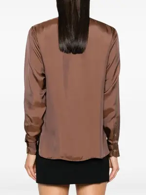 TOM FORD Plissé-details Twill-weave Shirt - Brown