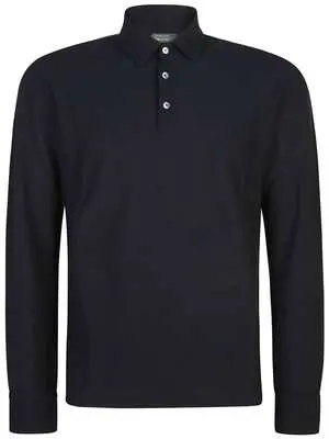 ZANONE Long-sleeved Cotton Polo Shirt - Black