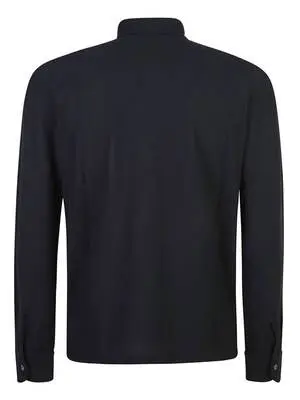 ZANONE Long-sleeved Cotton Polo Shirt - Black