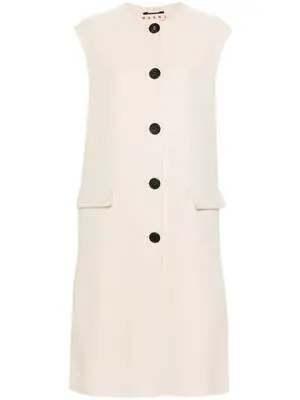 Marni Logo-embroidered Sleeveless Coat - Neutrals