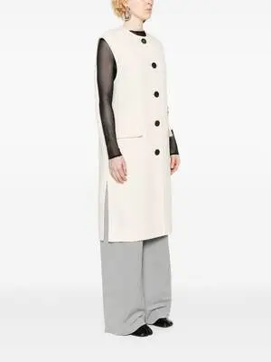 Marni Logo-embroidered Sleeveless Coat - Neutrals