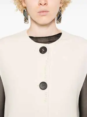 Marni Logo-embroidered Sleeveless Coat - Neutrals
