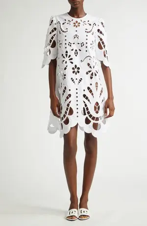 Dolce & Gabbana Openwork Embroidered Poplin Shift Dress