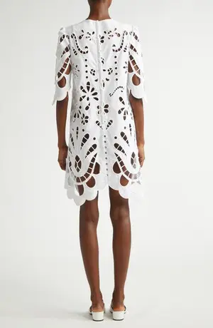 Dolce & Gabbana Openwork Embroidered Poplin Shift Dress