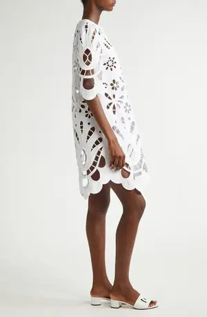 Dolce & Gabbana Openwork Embroidered Poplin Shift Dress