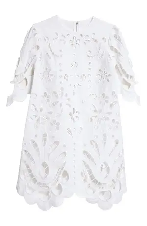 Dolce & Gabbana Openwork Embroidered Poplin Shift Dress