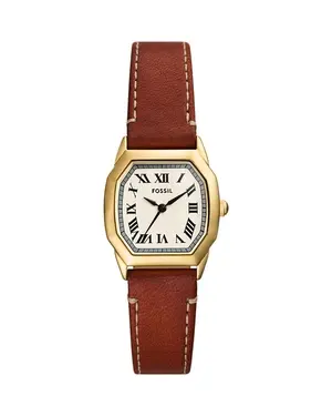 Fossil Harlow Three Hand Watch, 27mm - Cream/brown