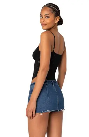 EDIKTED Raven Eyelet Embroidered Bodysuit