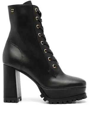Women's Leather Lace Up Platform Boots