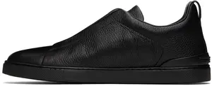 Zegna Black Deerskin Triple Stitch Sneakers