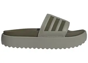 Adidas Adilette Platform Slides - Silver Pebble/olive Strata/silver Pebble