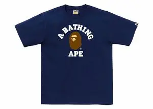 BAPE College Tee Shirt - Navy Blue